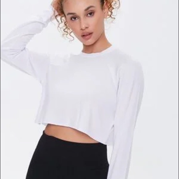 Forever 21 | Tops | F2 White Cropped Long Sleeve | Poshmark